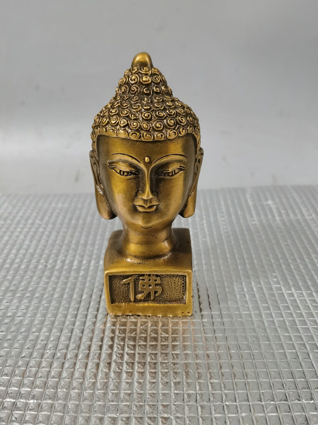 Chinese Pure Hand Carved Pure Copper Brass Buddha Head Seal Ornaments ...