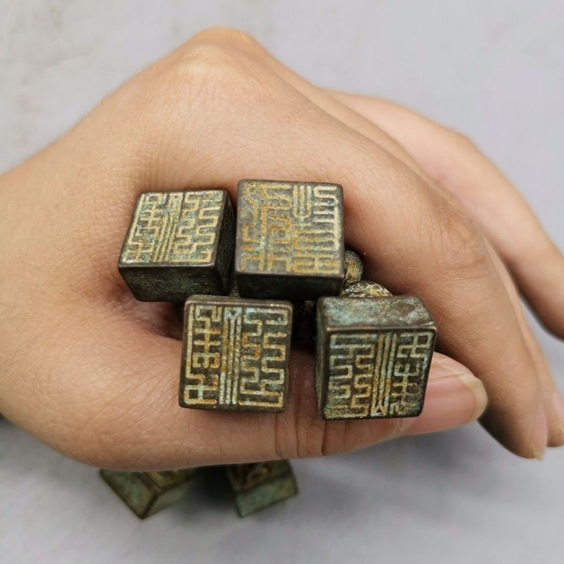 Chinese Antique Pure Copper Bronzes Hand Carving Chinese Zodiac Seals a ...