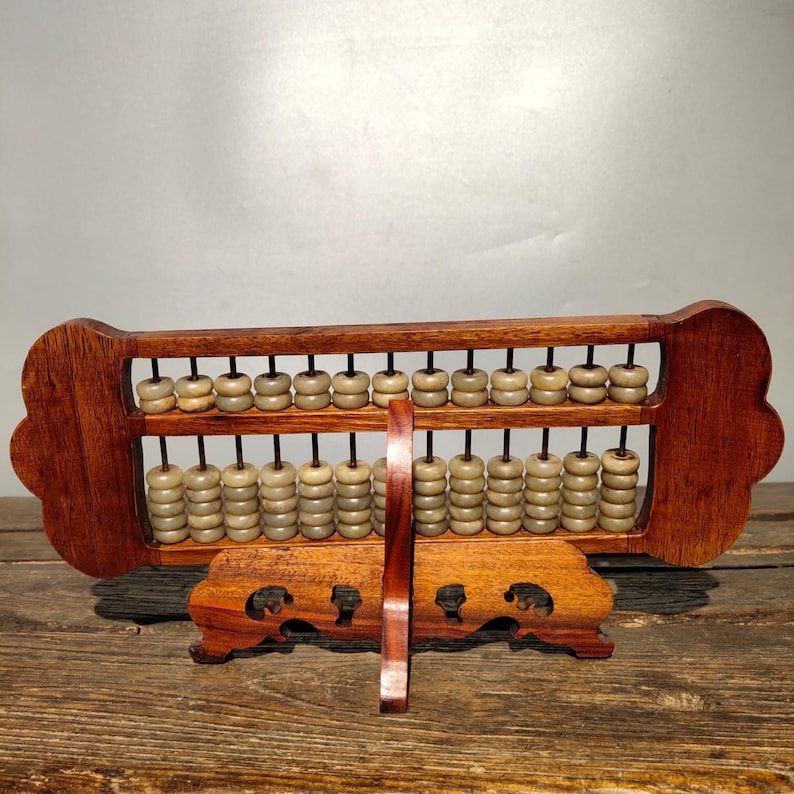 Chinese Antique Pure Hand-carved Rosewood With Base Inlaid Jade Bead ...