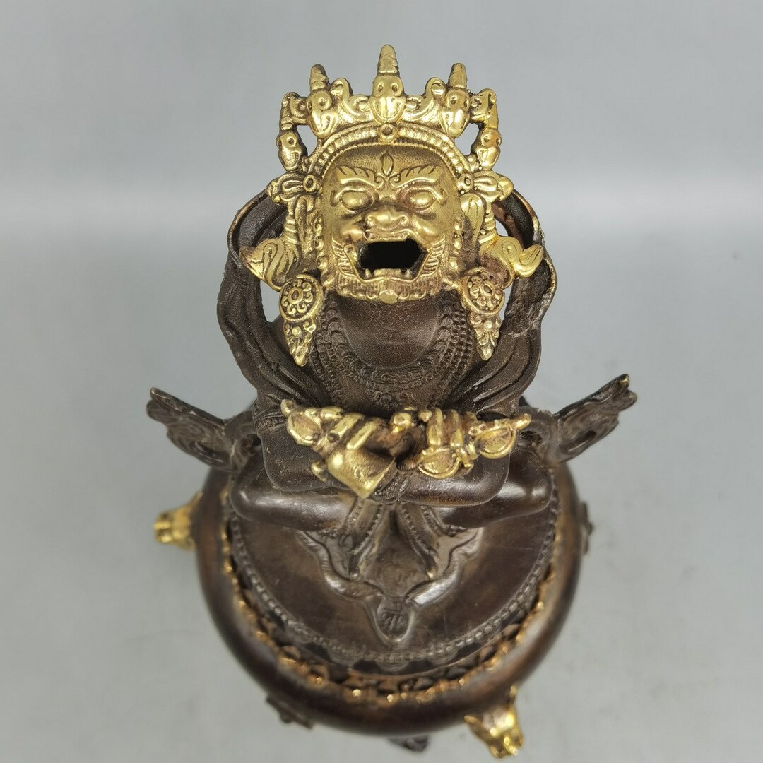 Chinese Antique Bronze Gilt Hand-carved Jingang Buddha Statue,incense ...