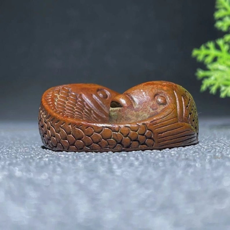 Antique Pure Copper Hand Carved Two Fish Statue,tea Pet Statue,home ...