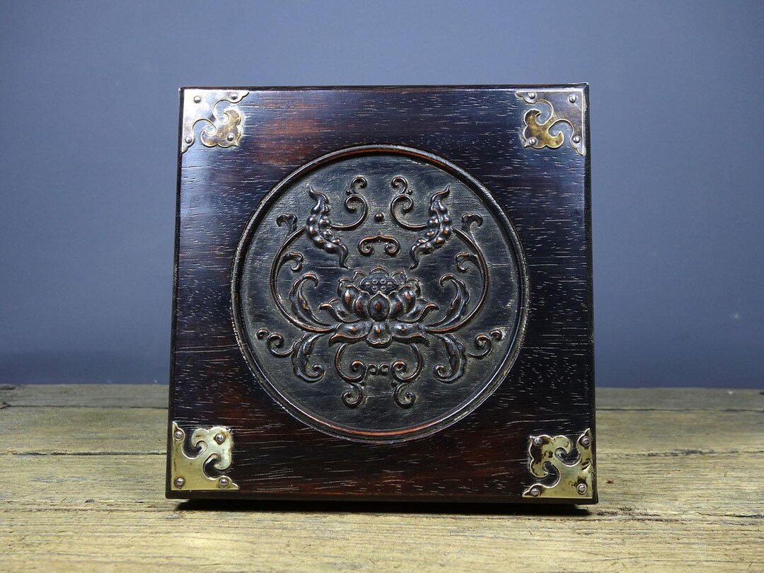Chinese Antique Hand Carved Rosewood Lotus Pattern Box,storage Box ...