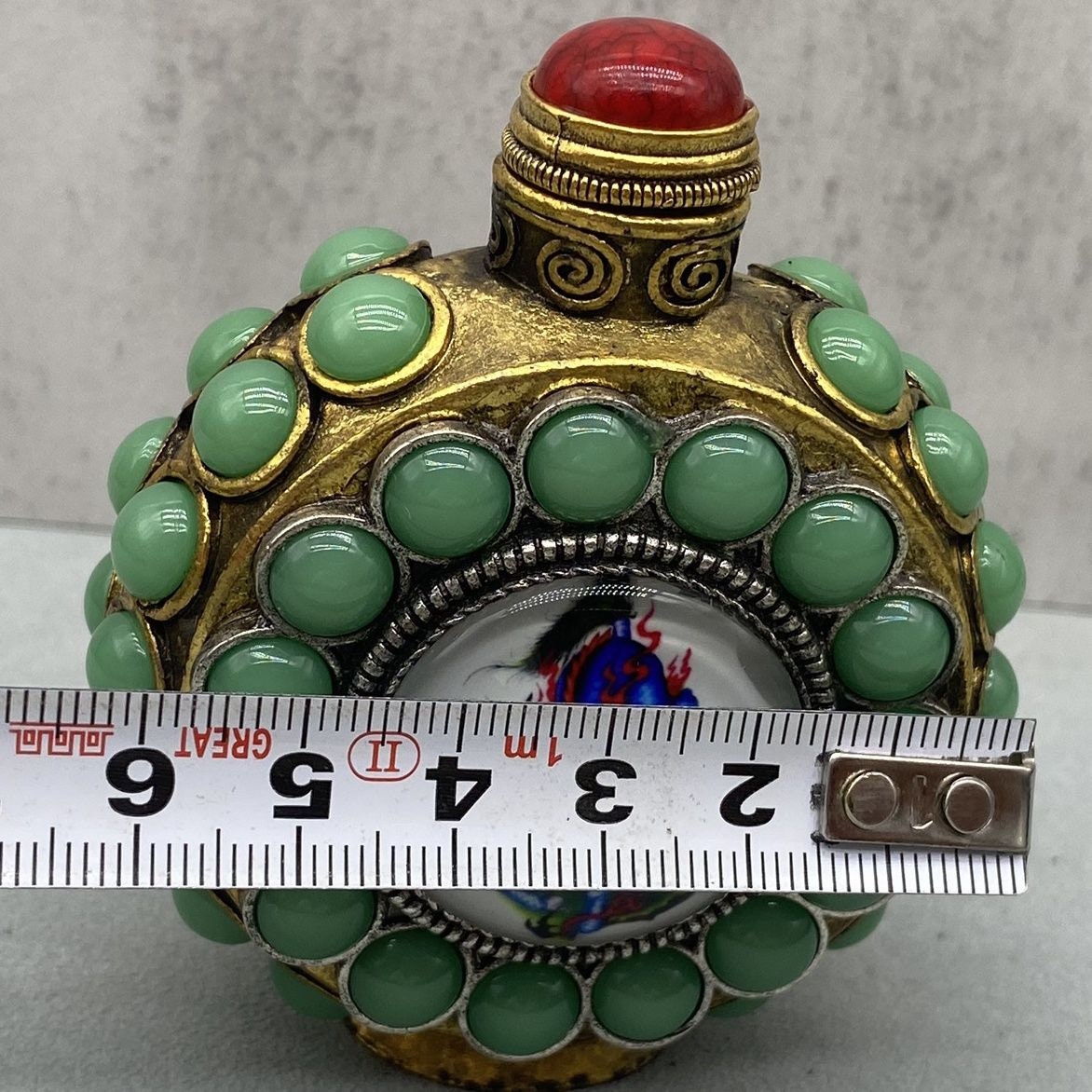 This Antique Pure Copper Snuff Bottle is Inlaid With Gems and ...