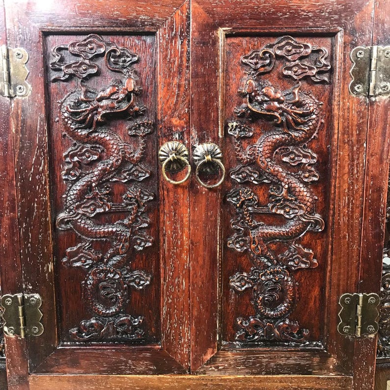 Chinese Pure Hand-carved Rosewood Dragon Pattern Drawer Cabinet,storage ...