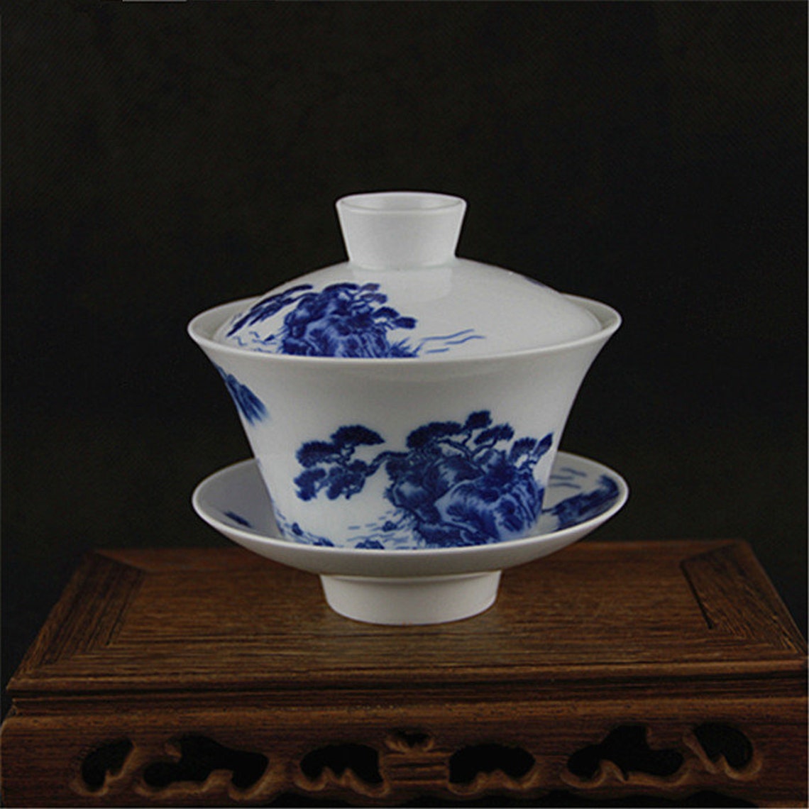 Blue and White Porcelain Teacup Hand-painted Landscape - Etsy