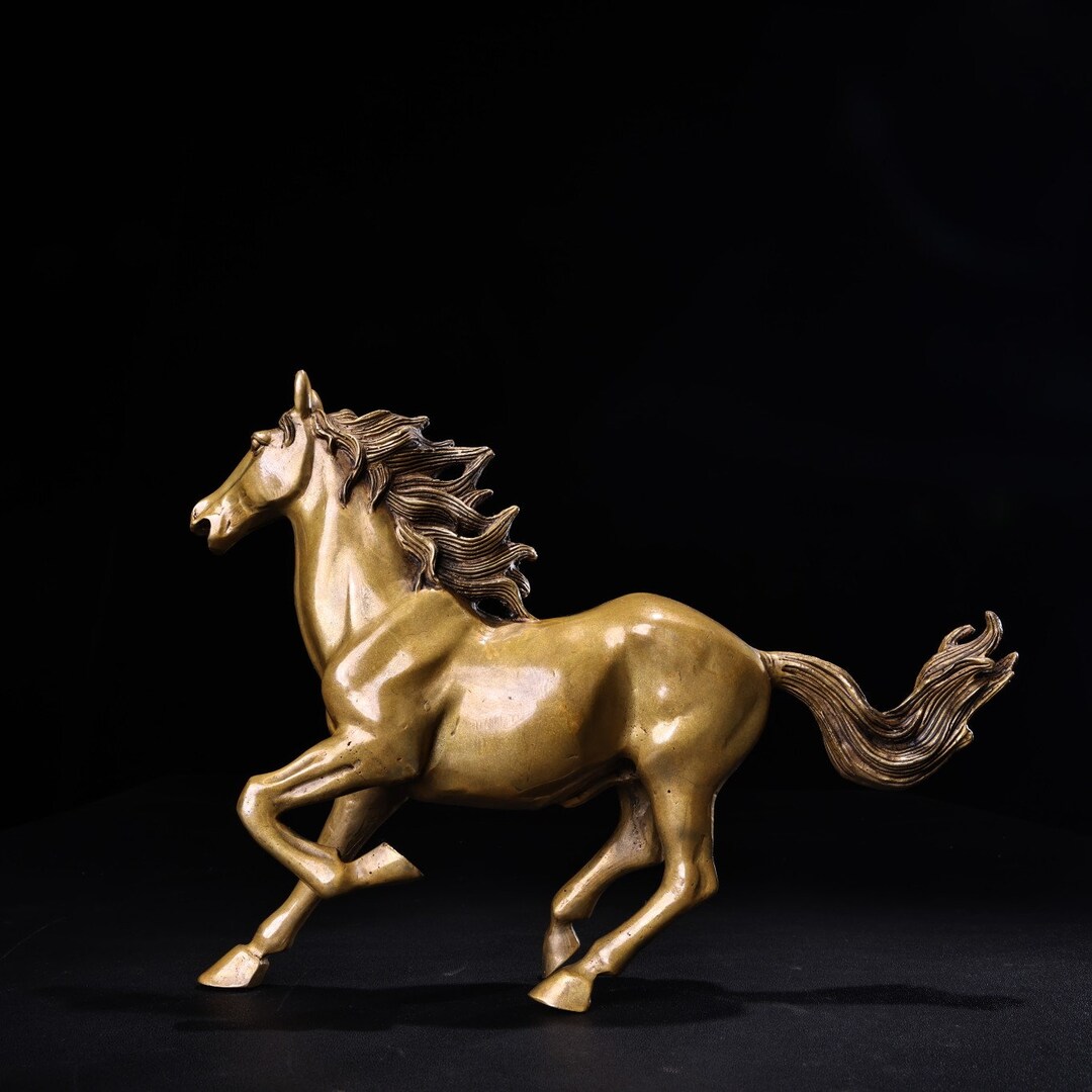 Chinese Antique Pure Copper Galloping Horse Statues Are Hand Carved ...