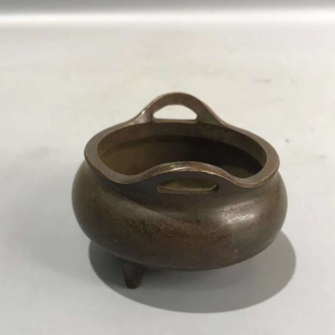 Chinese Antique Pure Copper Small Incense Burner Statue,pure Hand ...