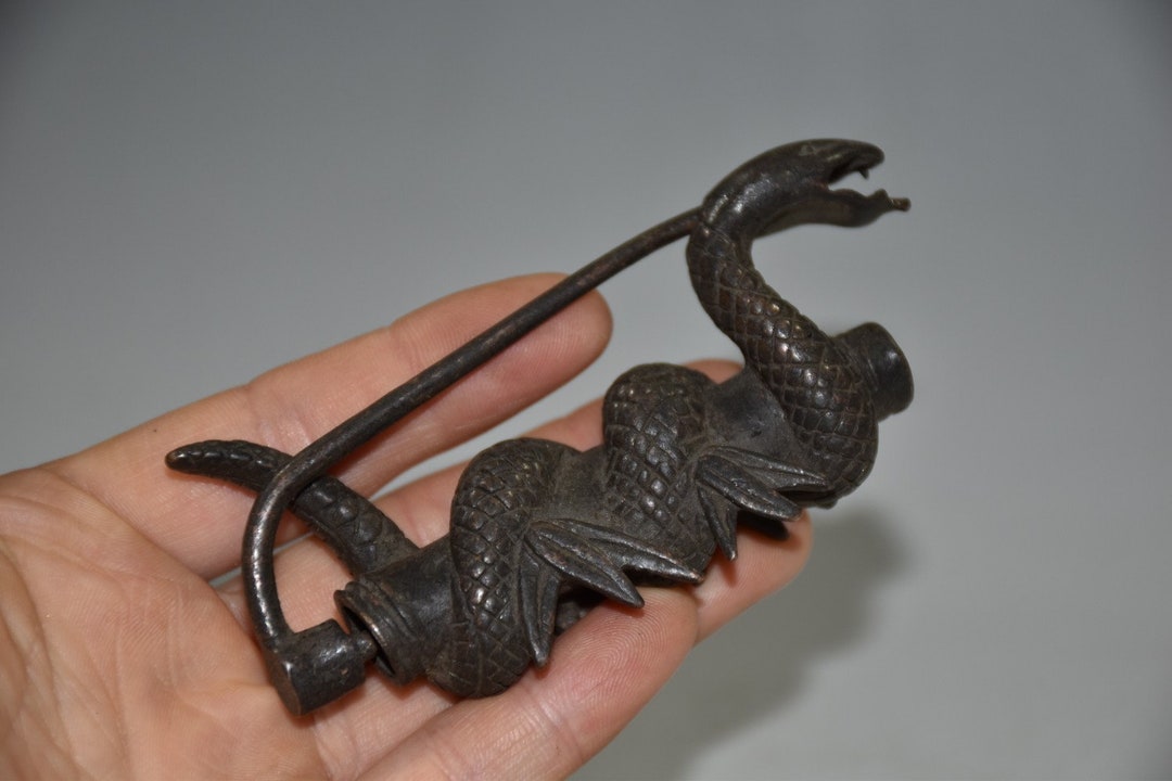 Collectibles Pure Copper Snake Statue Lock, Pure Hand Carved Exquisite ...