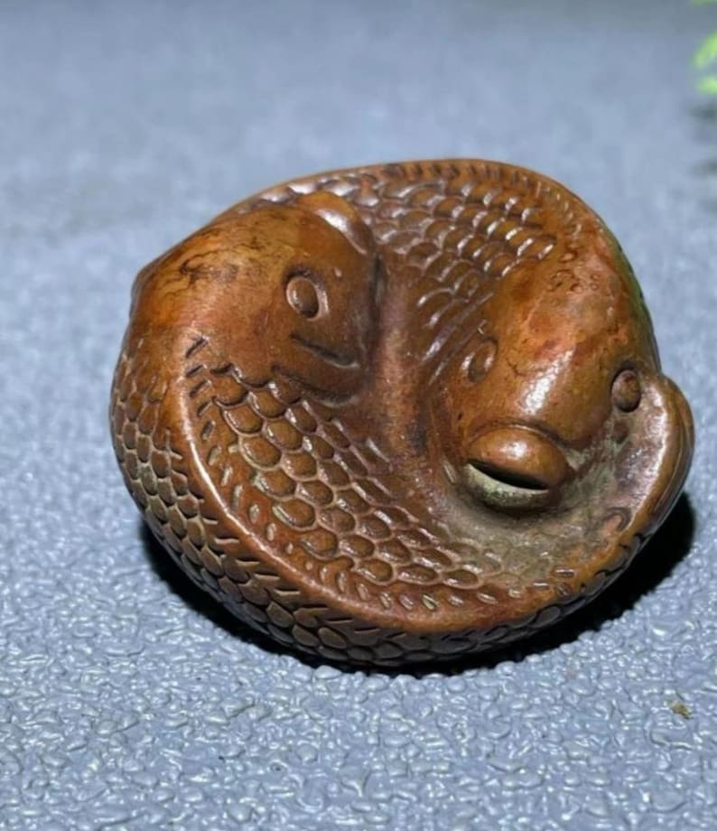 Antique Pure Copper Hand Carved Two Fish Statue,tea Pet Statue,home ...