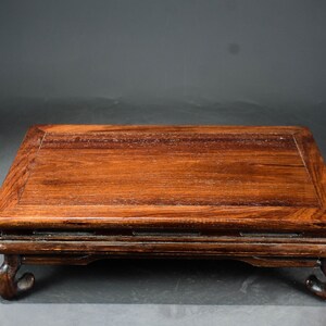 Chinese Pure Hand-carved Natural Rosewood Curved Leg Tea Table Statue ...