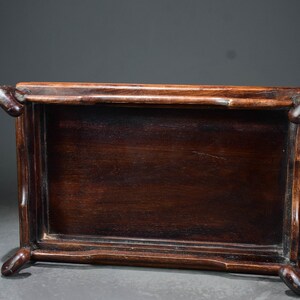 Chinese Pure Hand-carved Natural Rosewood Curved Leg Tea Table Statue ...