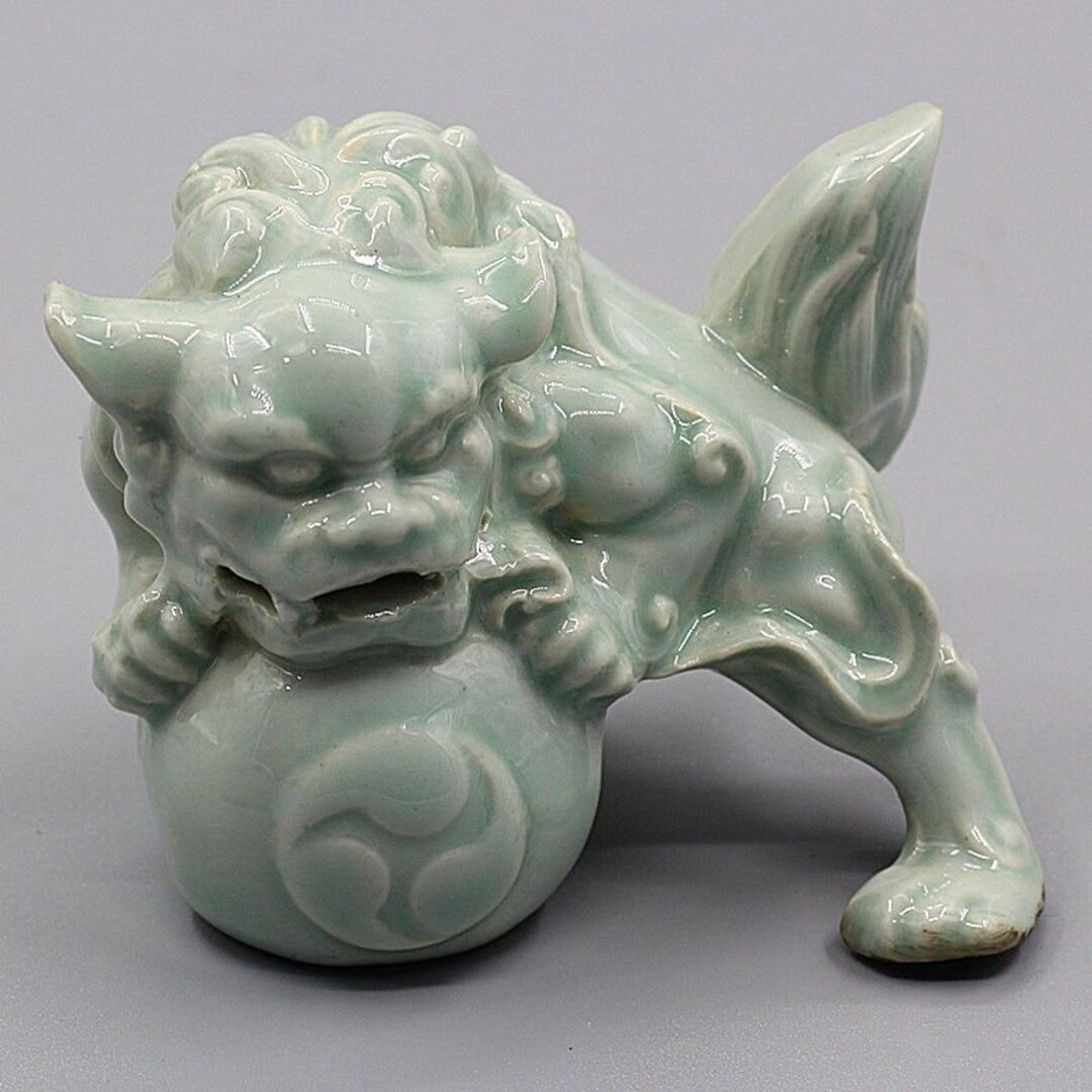Handmade Ceramic Lion Statue a Pair Small Ornaments,living Room ...