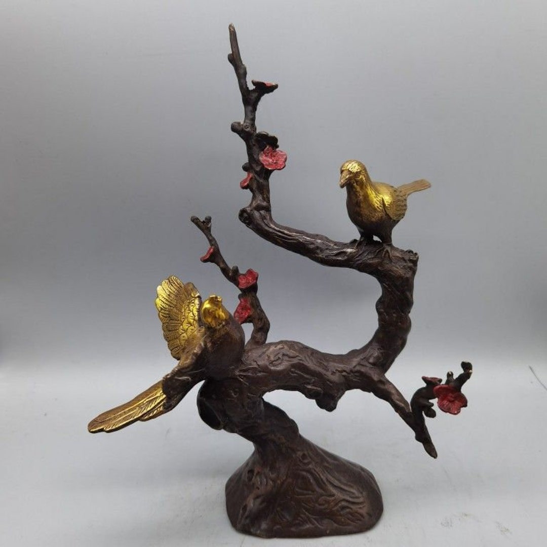 Ancient Chinese Pure Copper Statue,magpie Plum Blossom Living Room ...