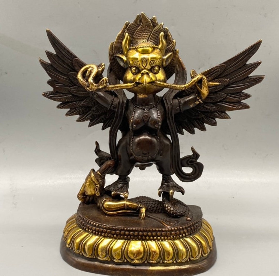 Chinese Antique Handmade Large Pure Copper Gilt Dapeng Winged Bird ...
