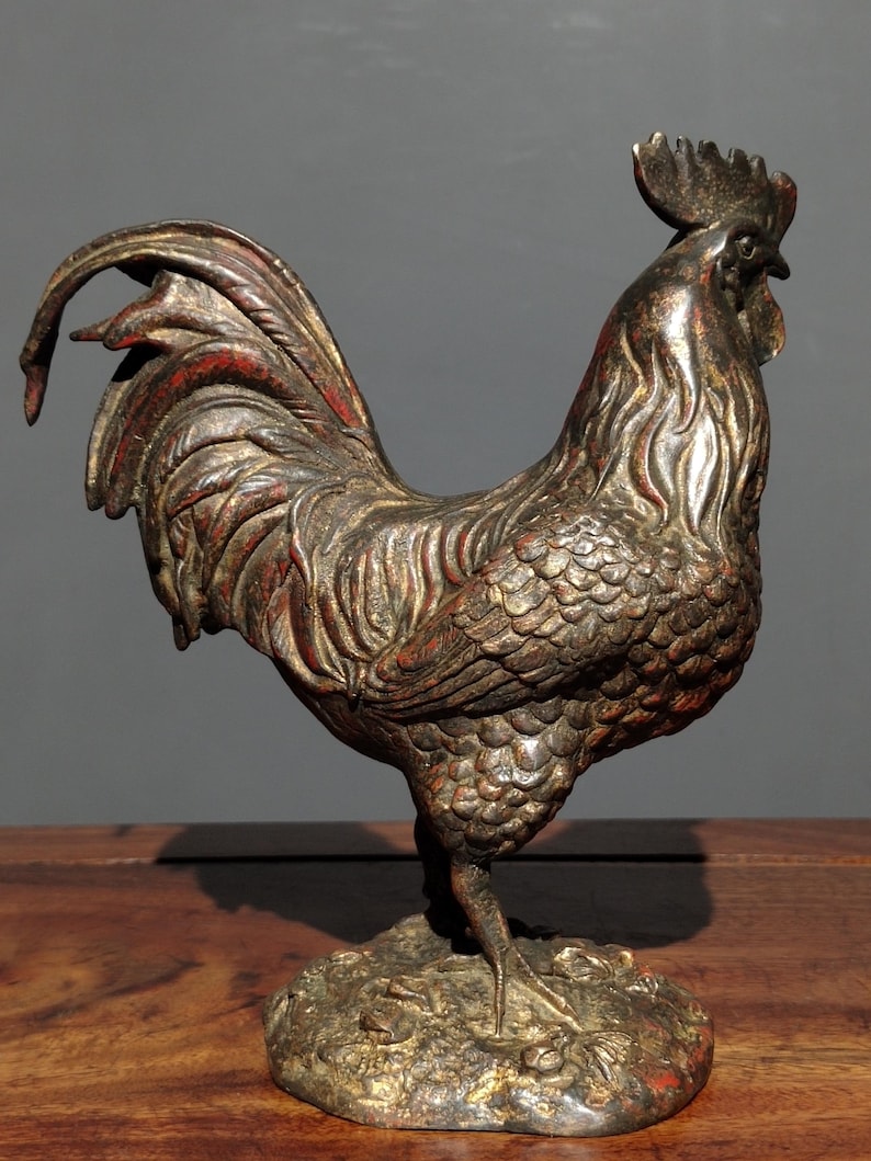Chinese Antique Handmade Exquisite Rare Pure Copper Daji Dali Rooster ...