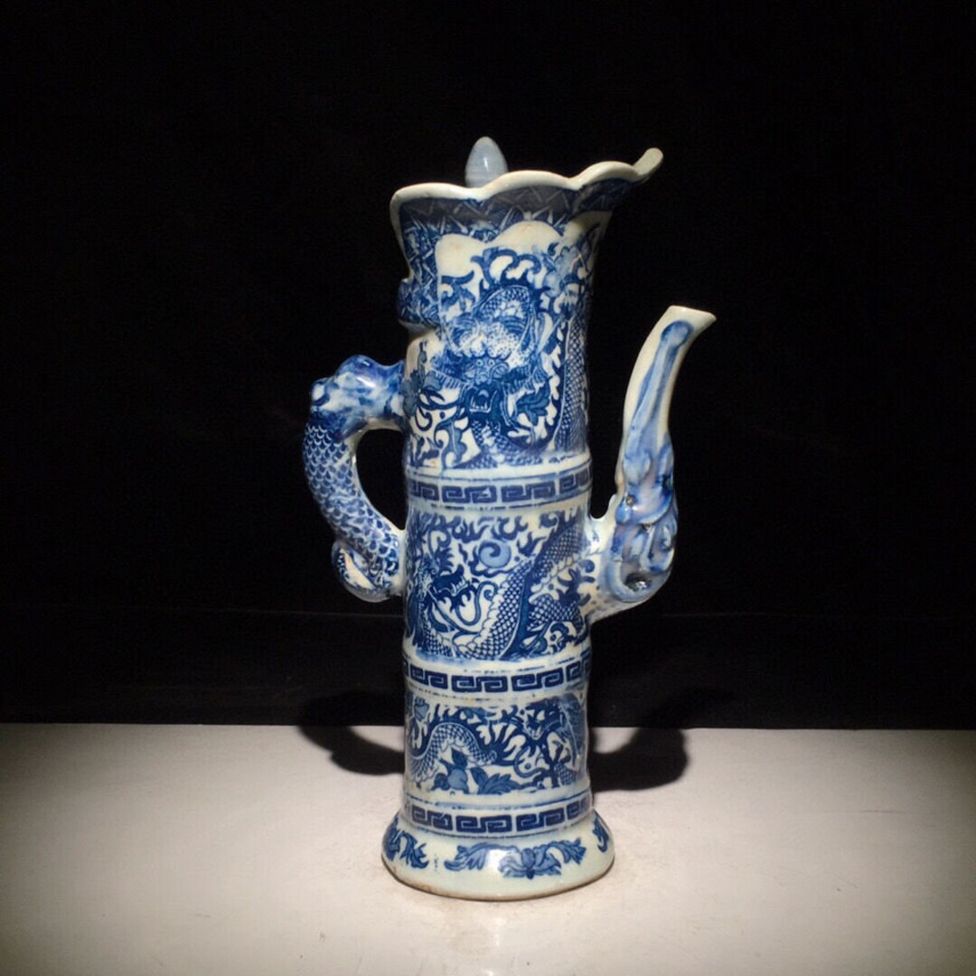 Blue and White Porcelain Hand-painted Ceramic Exquisite Dragon Pattern ...