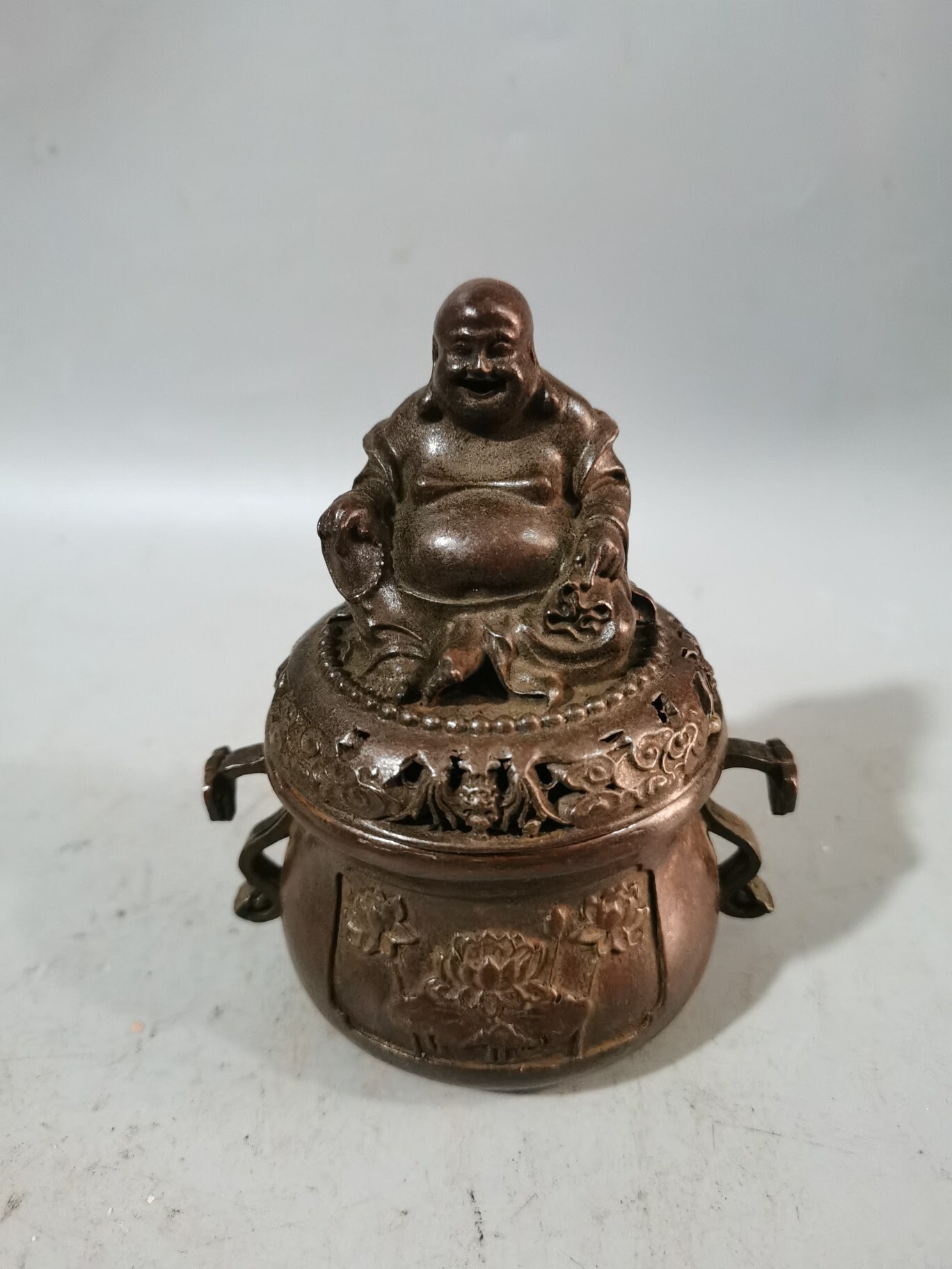 Chinese Antique Hand Carved Pure Copper Red Copper Buddha Statue ...