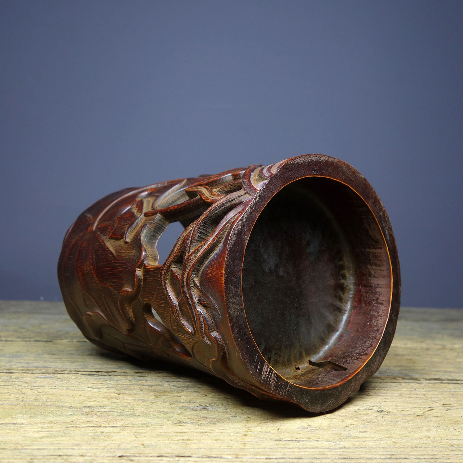 Chinese Antique Hand Carved Rare Bamboo Carving Lotus Hollowed - Etsy