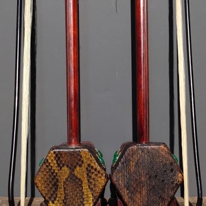 Chinese Statue Pure Hand-carved Rosewood Inlaid Gems Exquisite Erhu ...