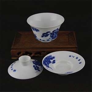 Blue and White Porcelain Teacup Hand-painted Landscape Exquisite ...