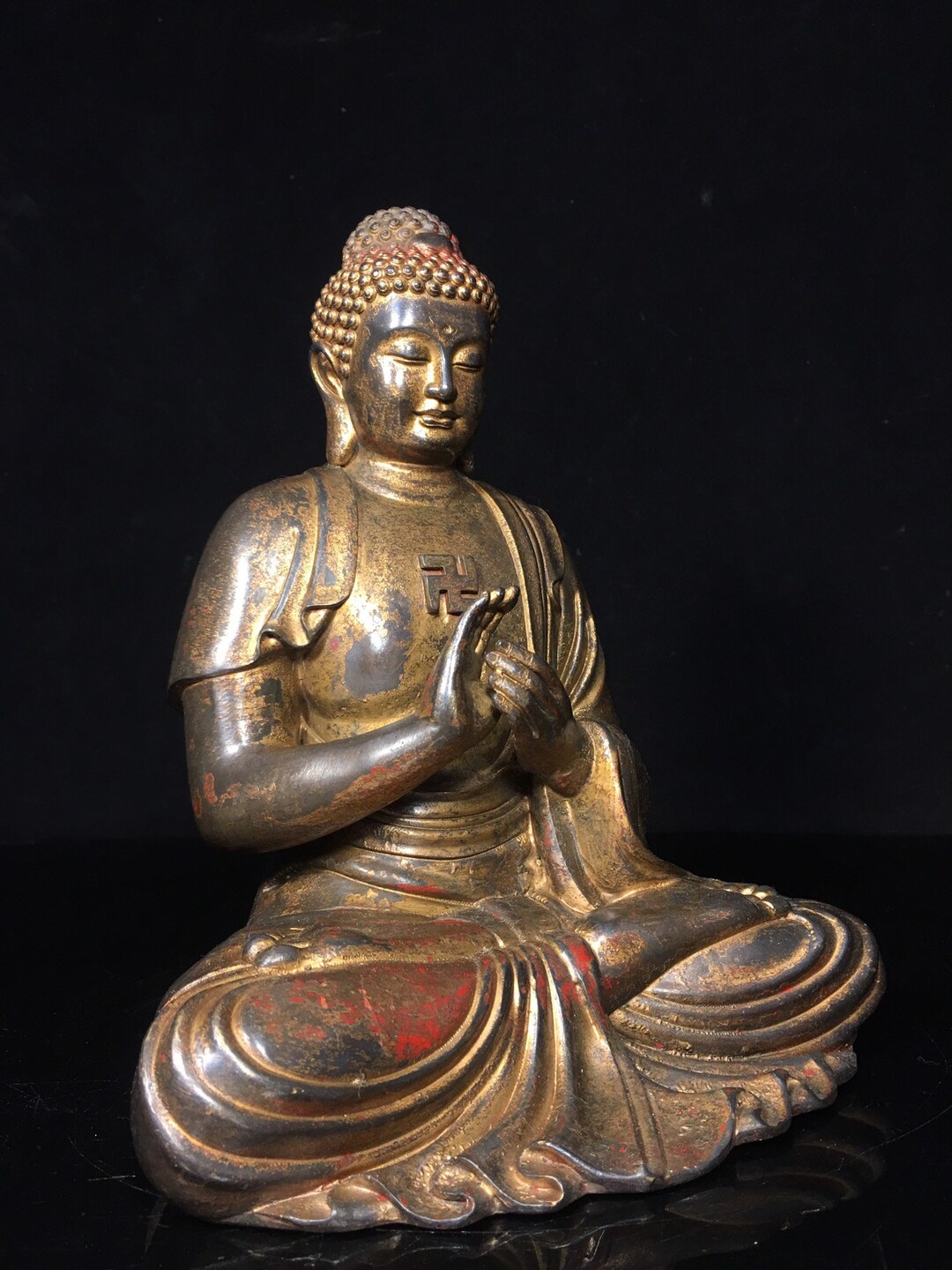 Chinese Antique Hand Carved Pure Copper Sakyamuni Buddha Statue ...