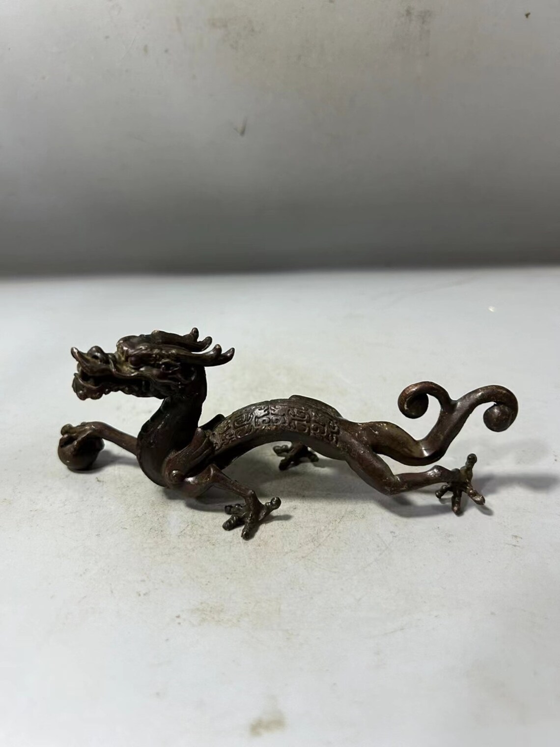 Chinese Antique Handcrafted Pure Copper Jixiang Dragon Statue ...