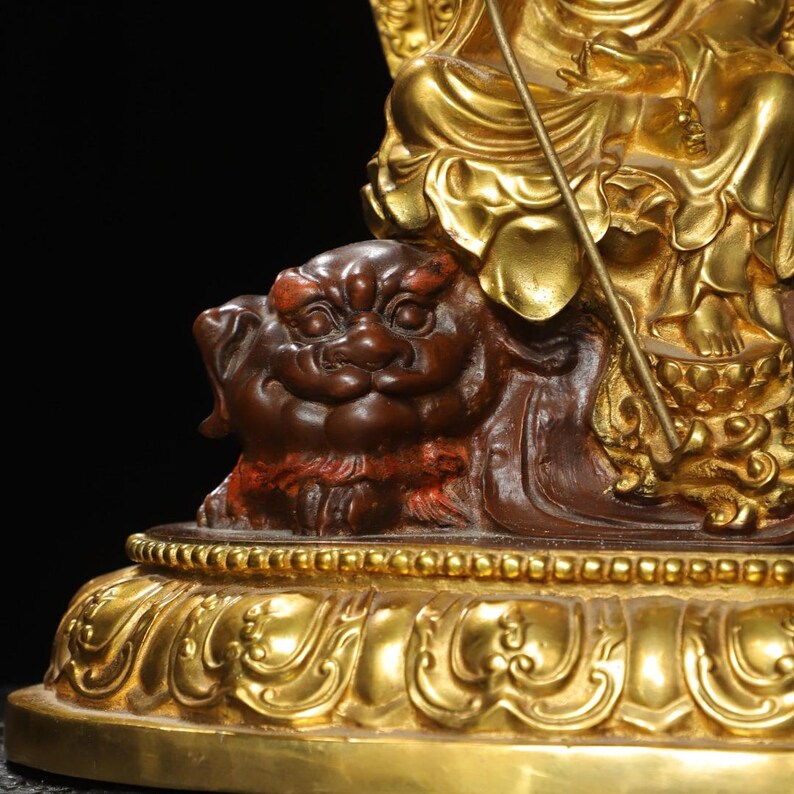 Chinese Antique Hand Carved Pure Copper Gilt Ksitigarbha Bodhisattva ...