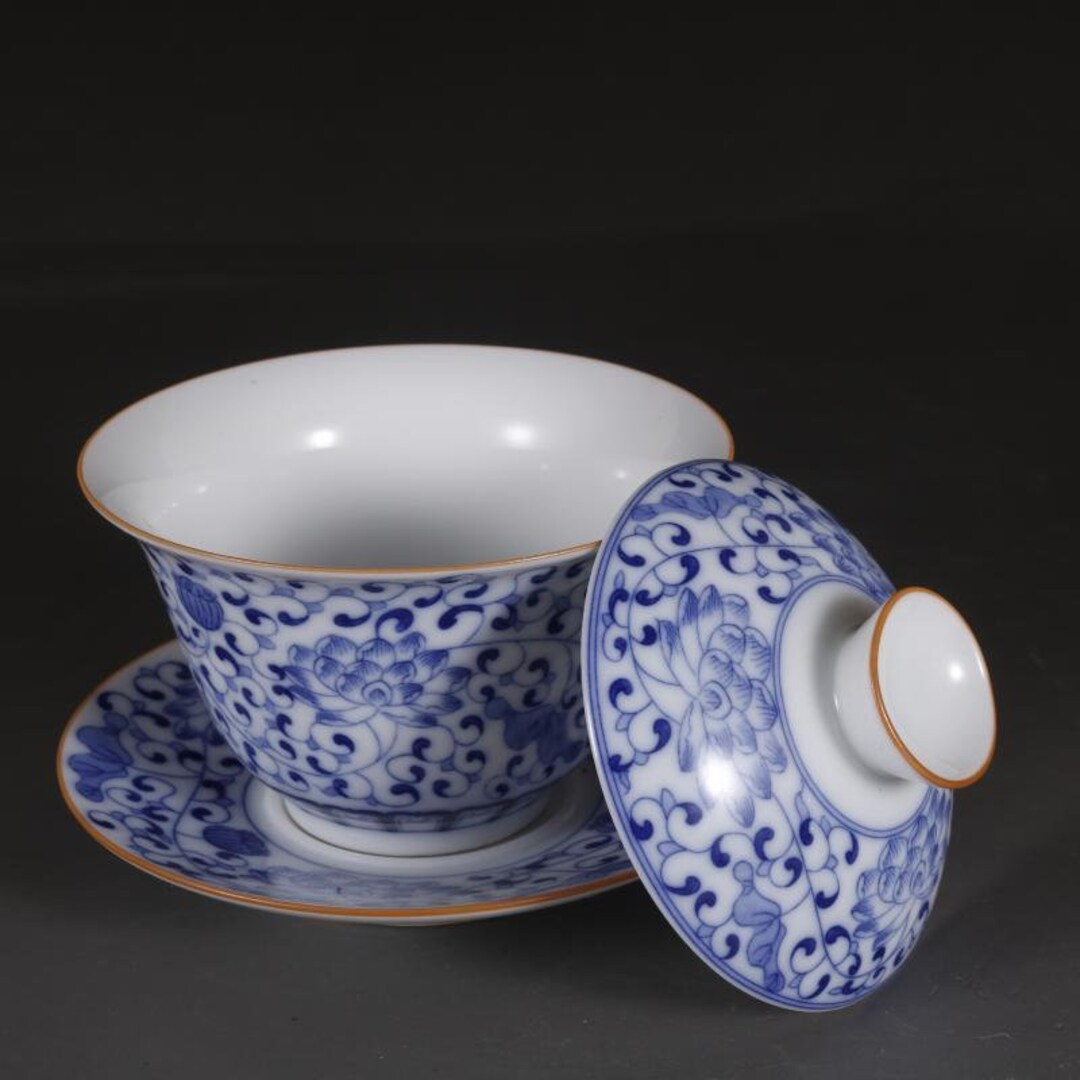 Blue and White Porcelain Teacup Hand-painted Lotus Pattern Exquisite ...