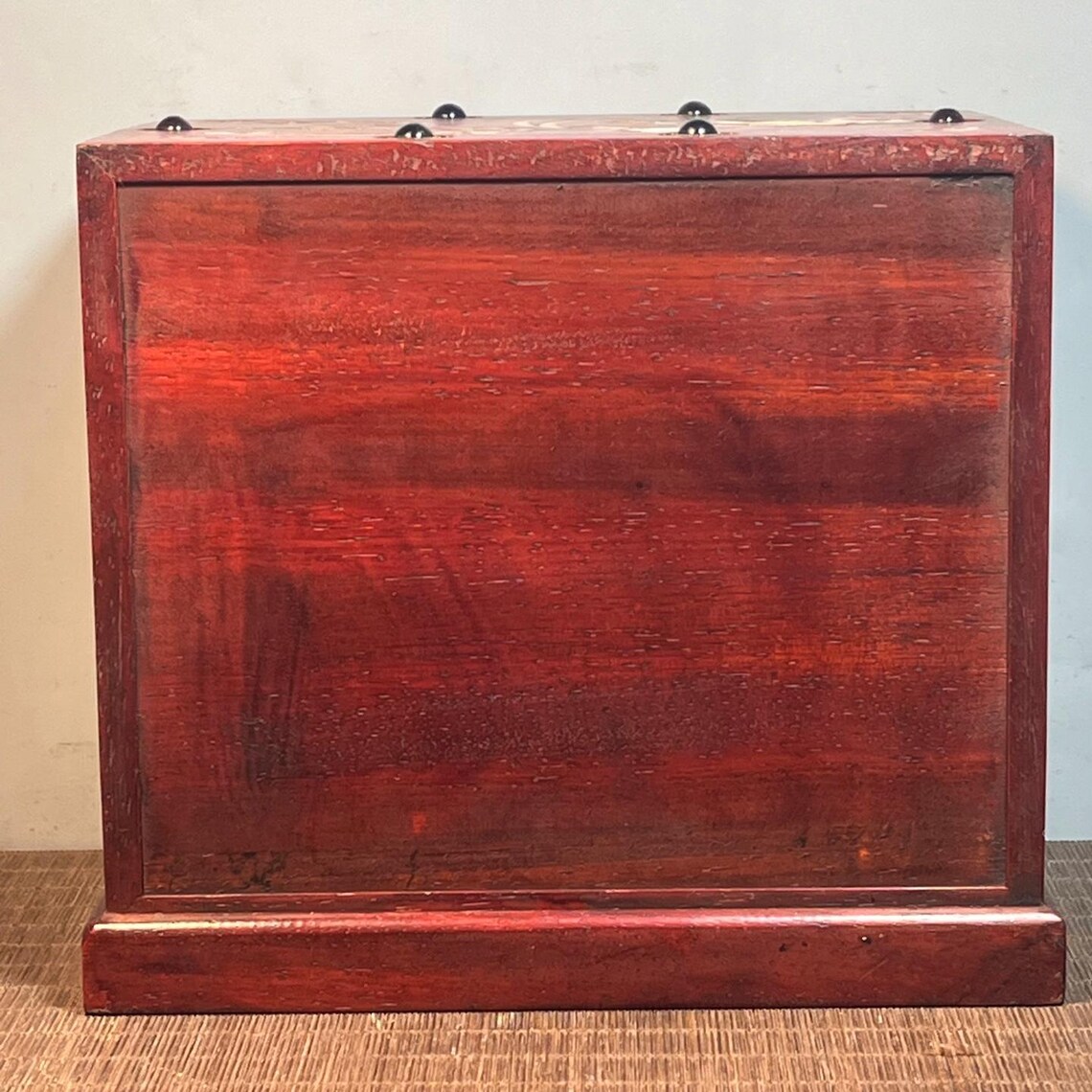 Chinese Pure Hand-carved Natural Rosewood Inlaid Gems Drawer Cabinet ...