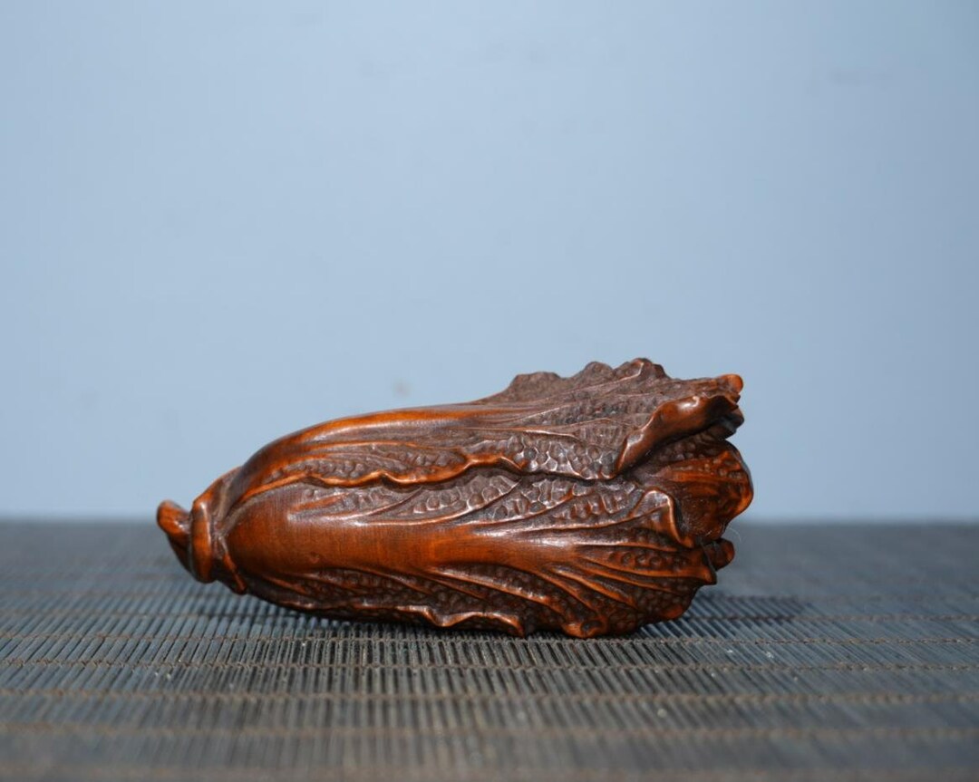 Chinese Natural Boxwood Hand Carved Cabbage Small Pendant,exquisite ...