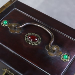 Chinese Antique Pure Hand-carved Exquisite Rosewood Inlaid Gems Box ...