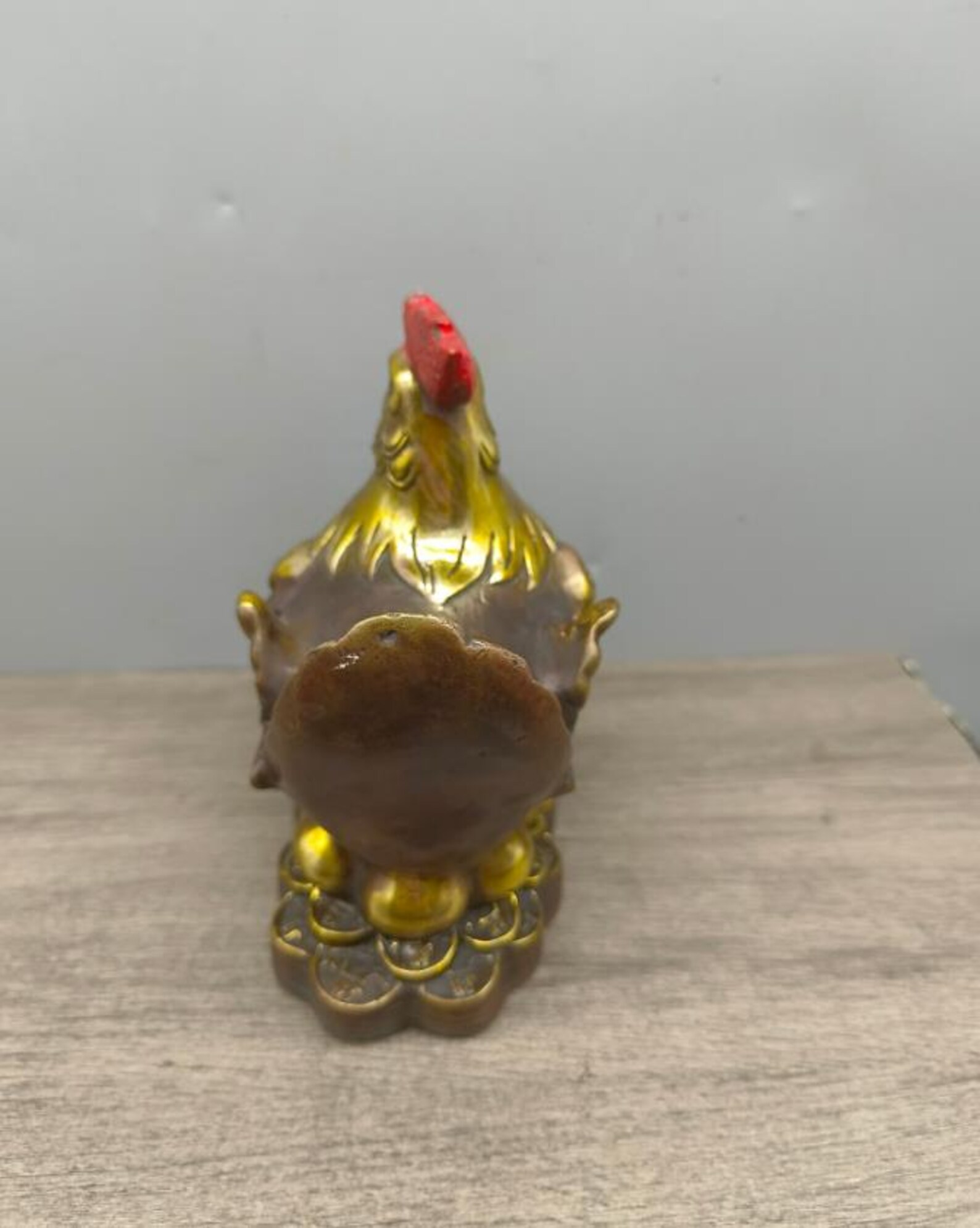 Chinese Antique Pure Hand Carved Pure Copper Gilt Yuanbao Hen Statue ...
