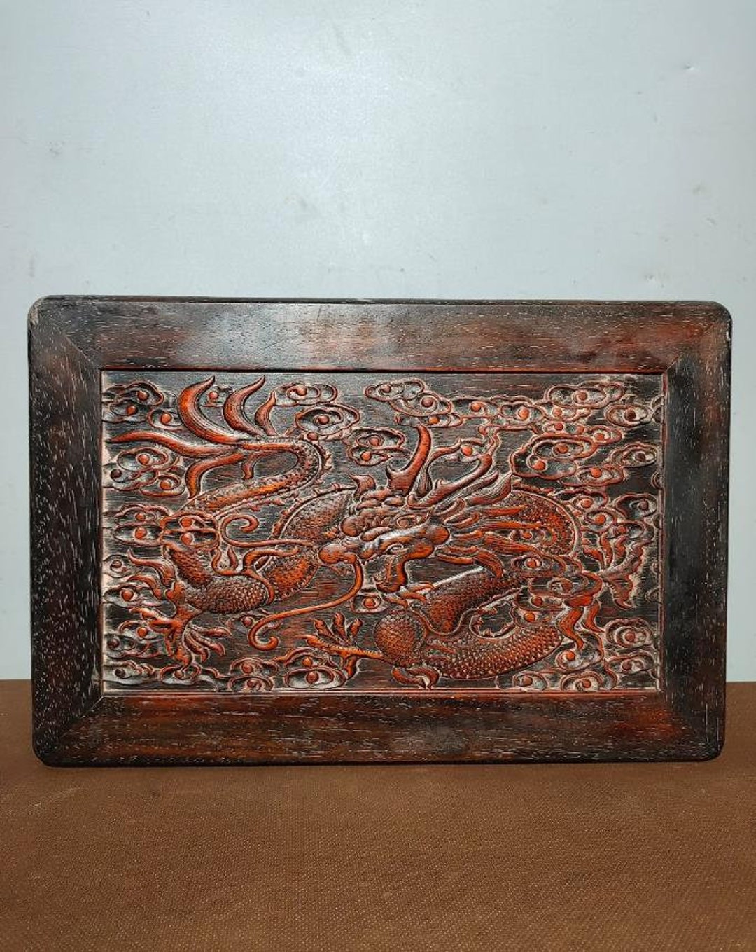Chinese Hand Carved Natural Rosewood Jixiang Dragon Pattern Tea Table ...