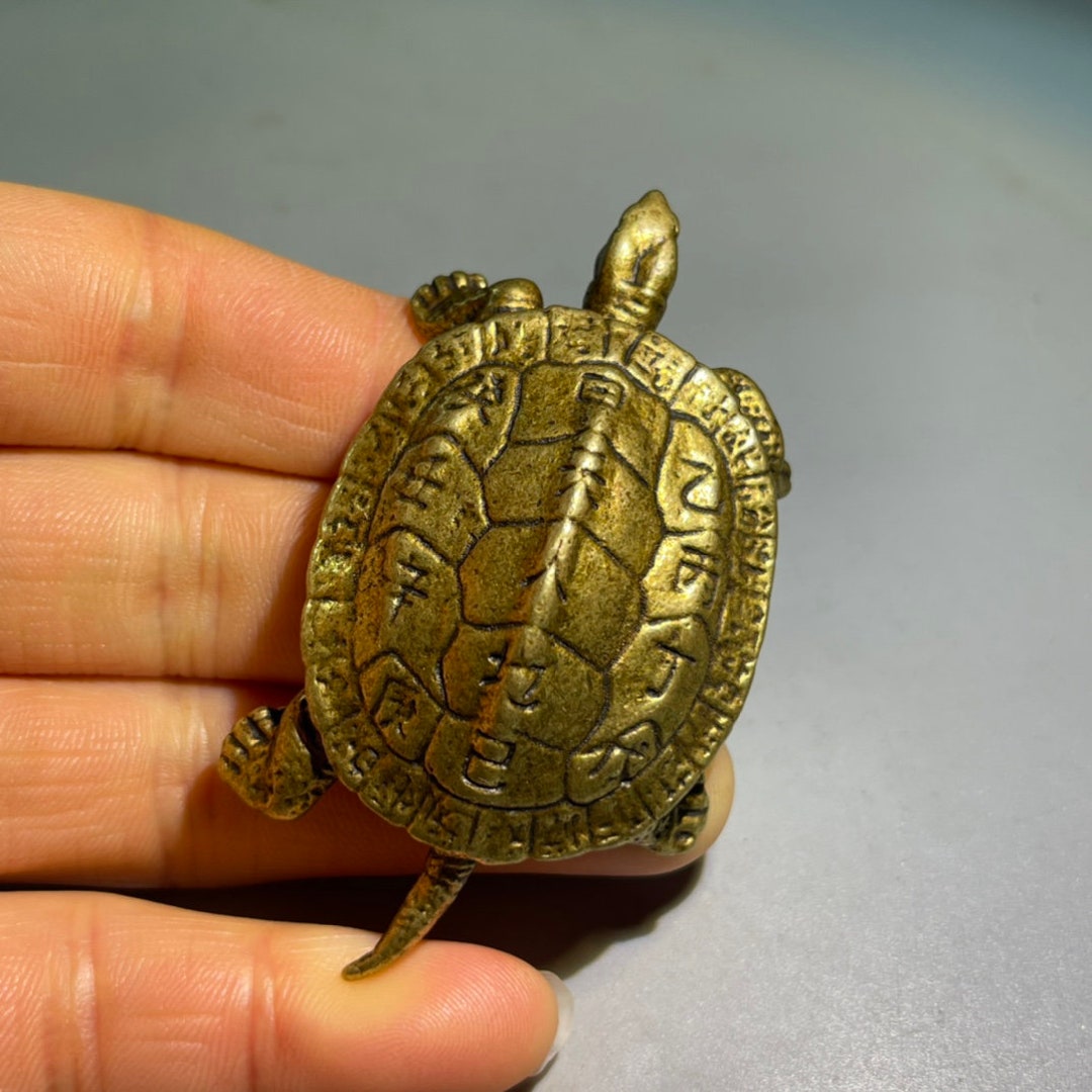 Chinese Antique Pure Hand Carved Brass Turtle Statue Ornament ...