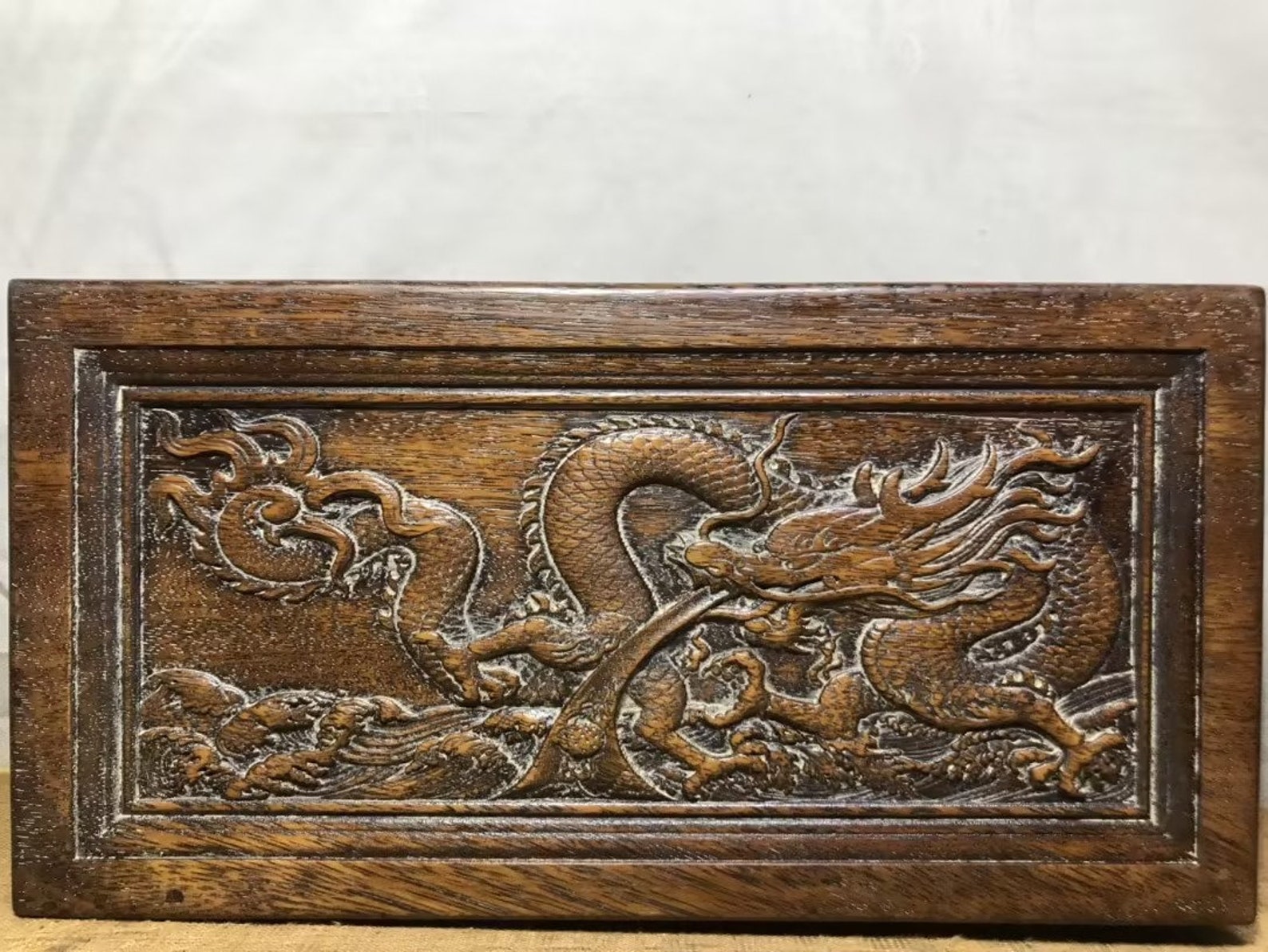 Chinese Hand Carved Natural Rosewood Dragon Pattern Jewelry Box Storage ...