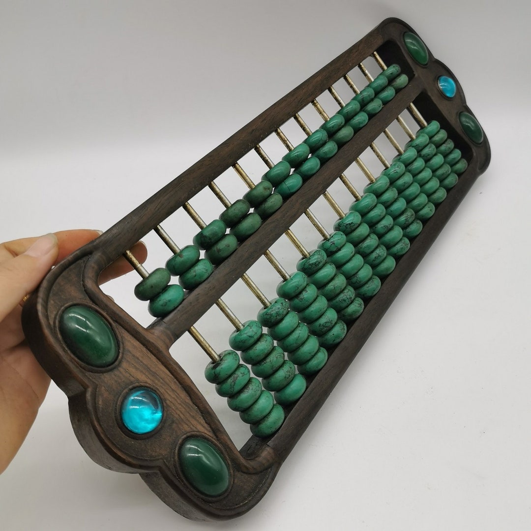 Chinese Antique Natural Sandalwood Hand-carved Abacus Inlaid With Jade ...