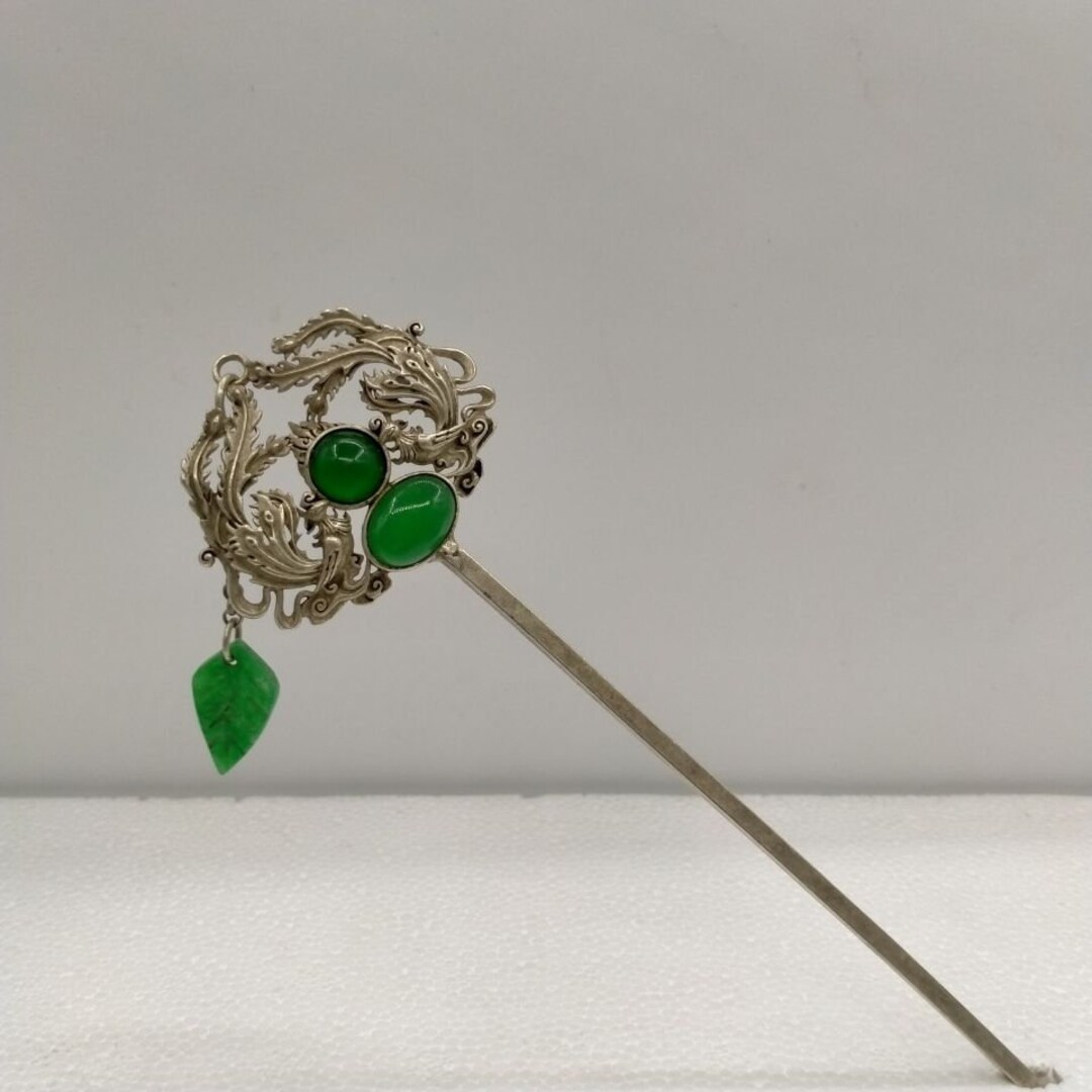 Collection Pure Hand-carved Phoenix Inlaid Gems Hairpin Women Hairpin ...