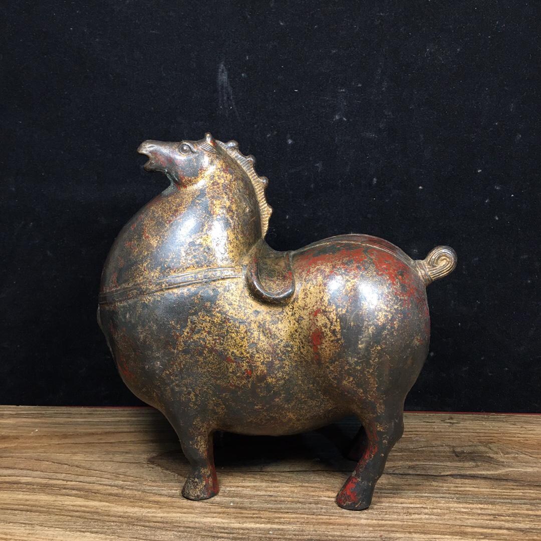 Chinese Antique Hand Carved Pure Copper Tang Horse Statue Ornament ...