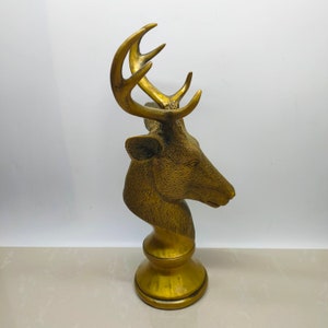 Chinese Pure Hand-carved Pure Copper Brass Deer Head Ornaments ...