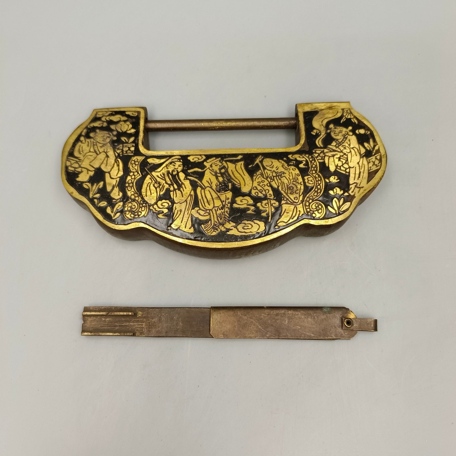 Chinese Antique Pure Hand-carved Copper Lock Yuanbao Copper - Etsy