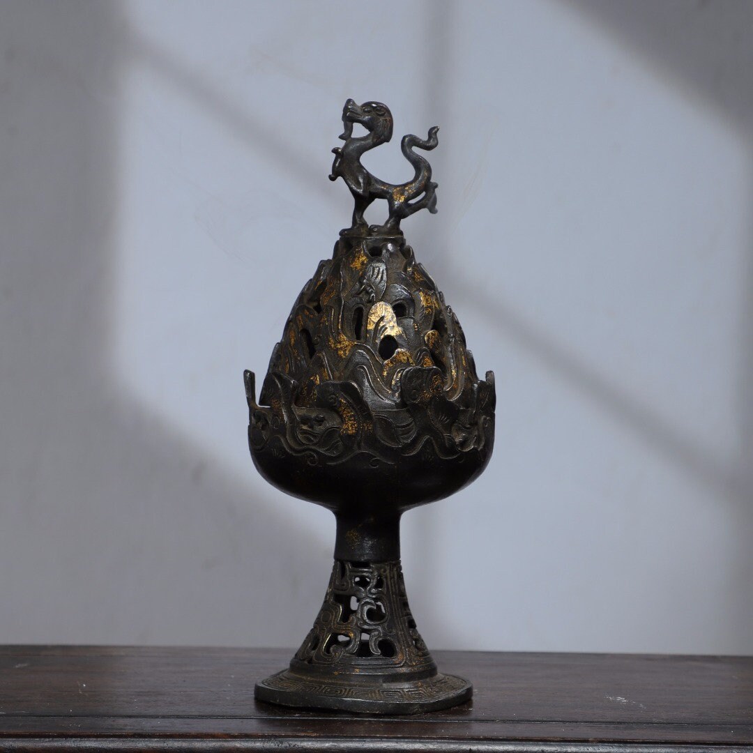 Chinese Antique Pure Copper Bronze Handcrafted Hollow Out Boshan ...
