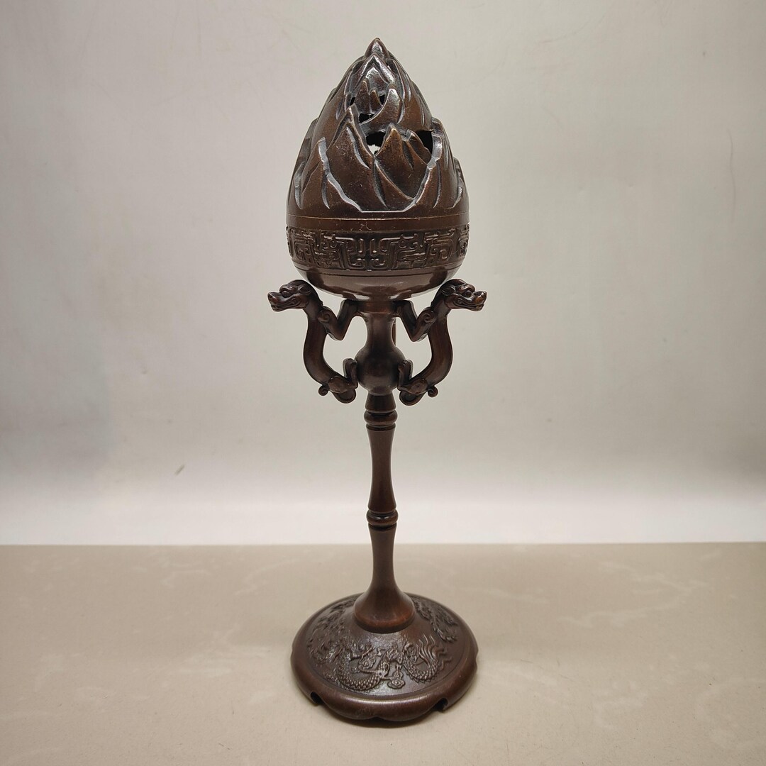 Chinese Antique Pure Copper Handcrafted Hollow Out Dragon Pattern ...