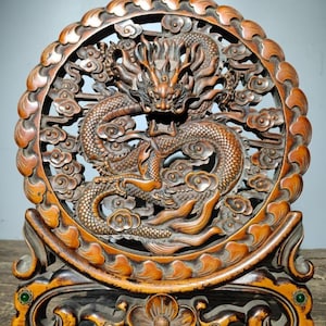 Ancient Chinese Boxwood Dragon Statue Screen Decoration,hand-carved and ...