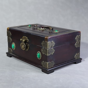 Chinese Antique Pure Hand-carved Exquisite Rosewood Inlaid Gems Box ...