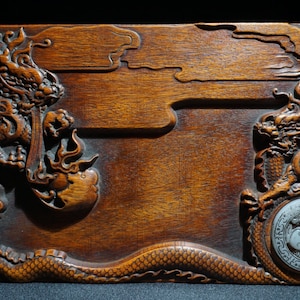 Chinese Antique Rosewood Hand-carved With Dragon Pattern Tray Tea Plate ...