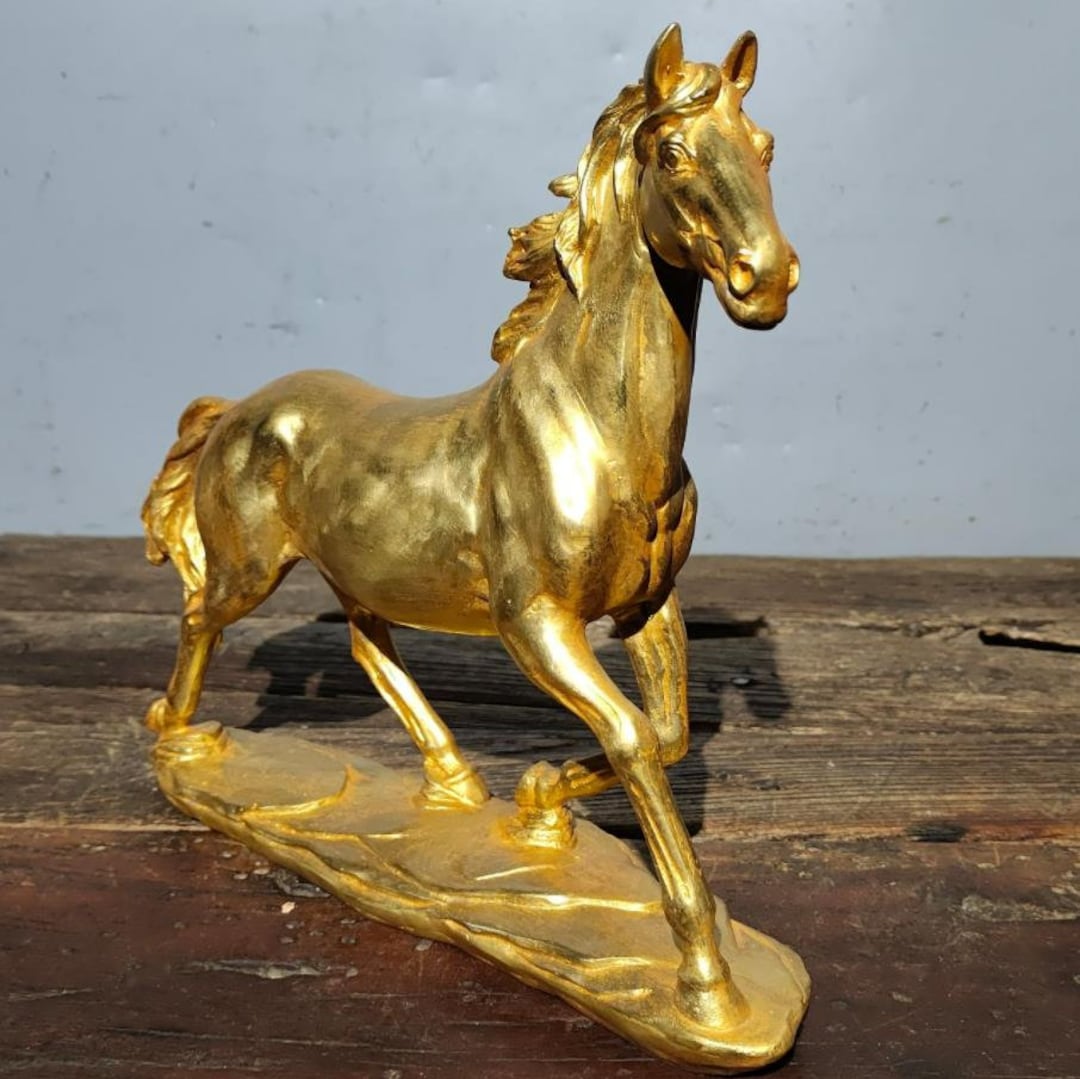 Chinese Antique Pure Hand-carved Exquisite Rare Pure Copper Gilt Qianli ...