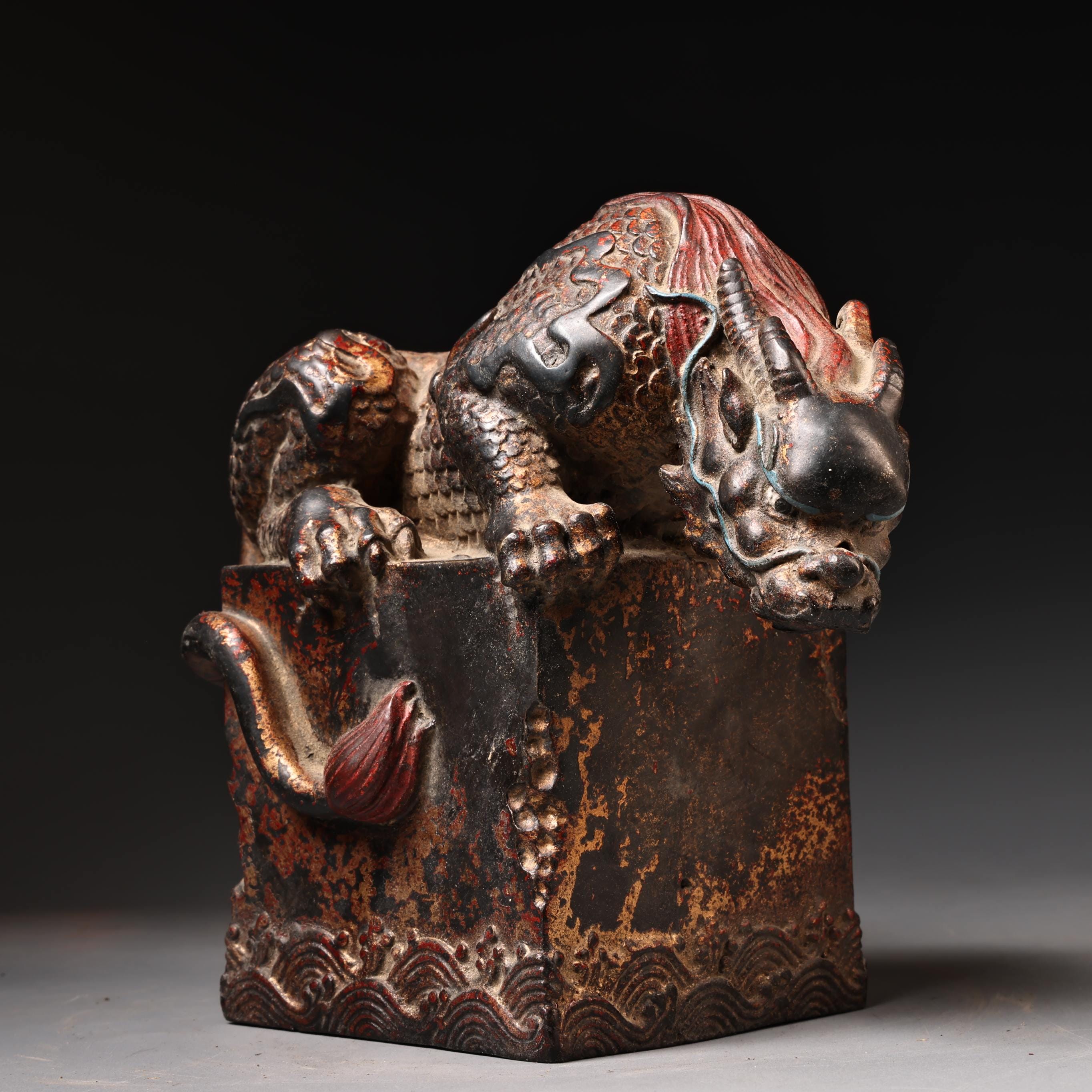 Chinese Antique Hand Carved Pure Copper Auspicious Beast Statue ...