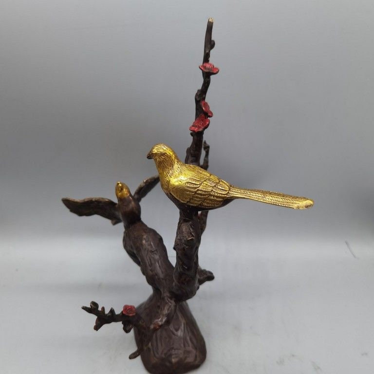Ancient Chinese Pure Copper Statue,magpie Plum Blossom Living Room ...