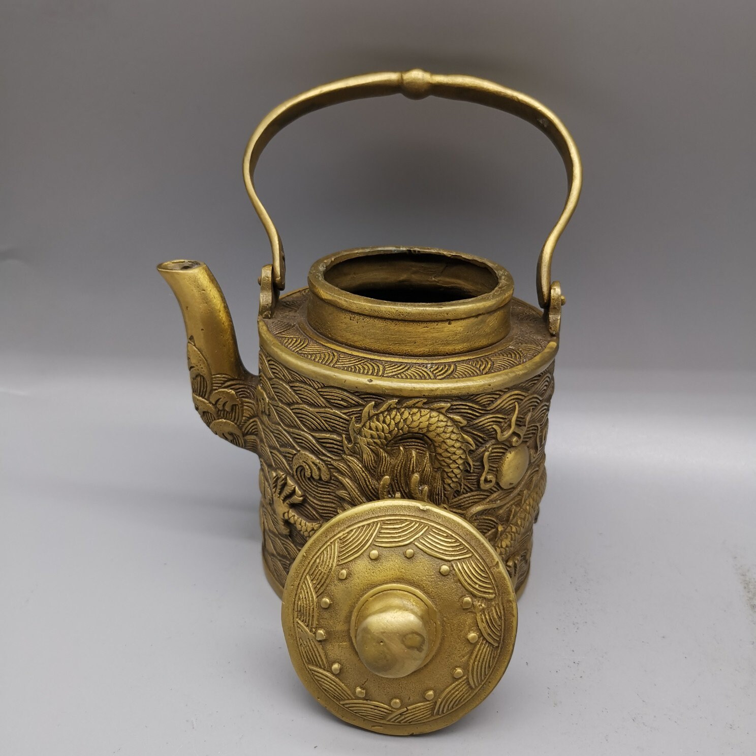 Chinese Antique Pure Copper Dragon Teapot Wine Pot,pure Hand Carved ...