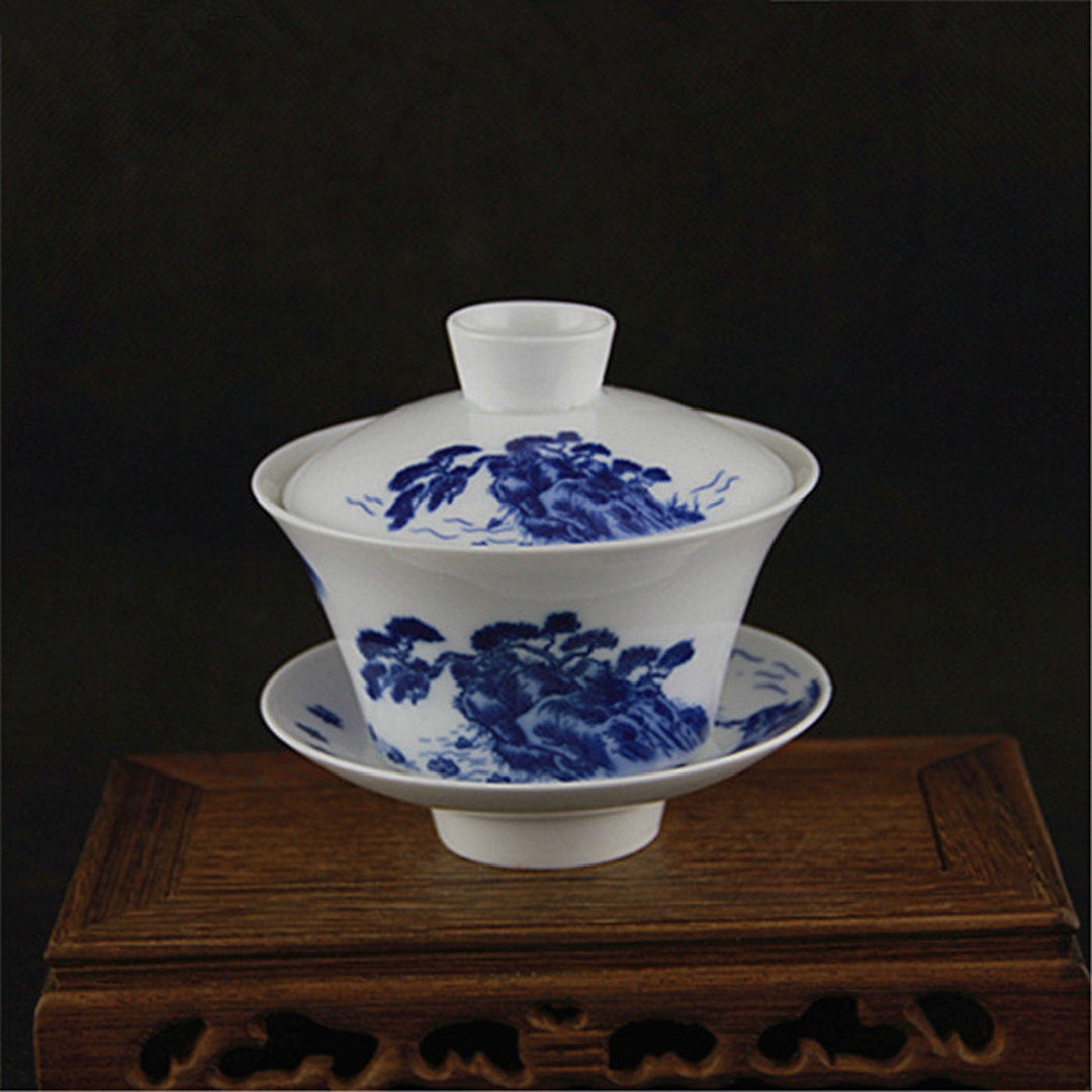 Blue and White Porcelain Teacup Hand-painted Landscape Exquisite ...